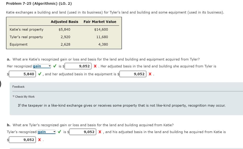 Solved Problem 7-25 (Algorithmic) (LO. 2) Katie exchanges a | Chegg.com