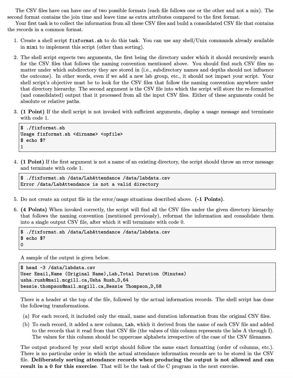 Solved Exercise 2 A Shell Script To Pre process The Chegg