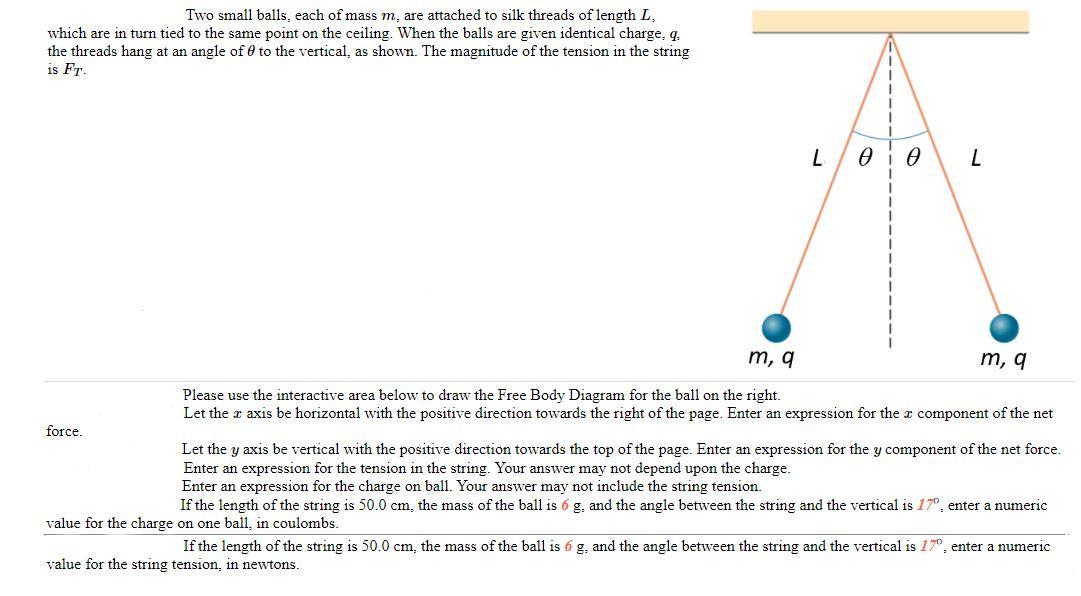 Solved Two small balls, each of mass m, are attached to silk | Chegg.com