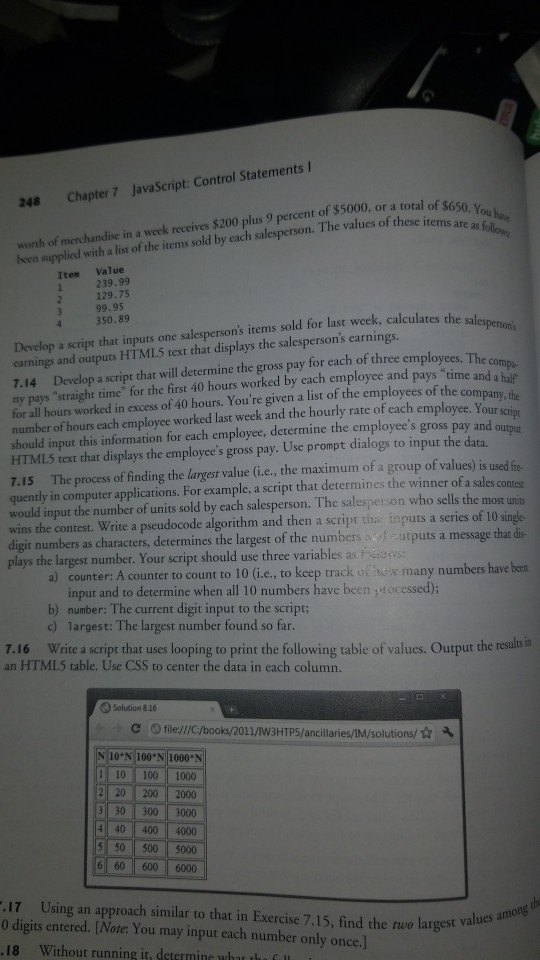 Solved 248 Chapter 7 JavaScript: Control Statements tal of | Chegg.com