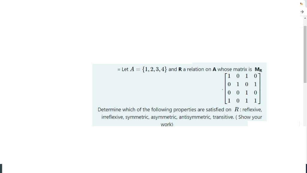 Solved = Let A = {1,2,3,4} and R a relation on A whose | Chegg.com
