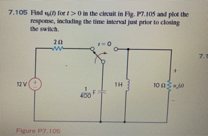 Solved 7.105 Find 0 for t> 0 in the circuit in Fig. P7.105 | Chegg.com