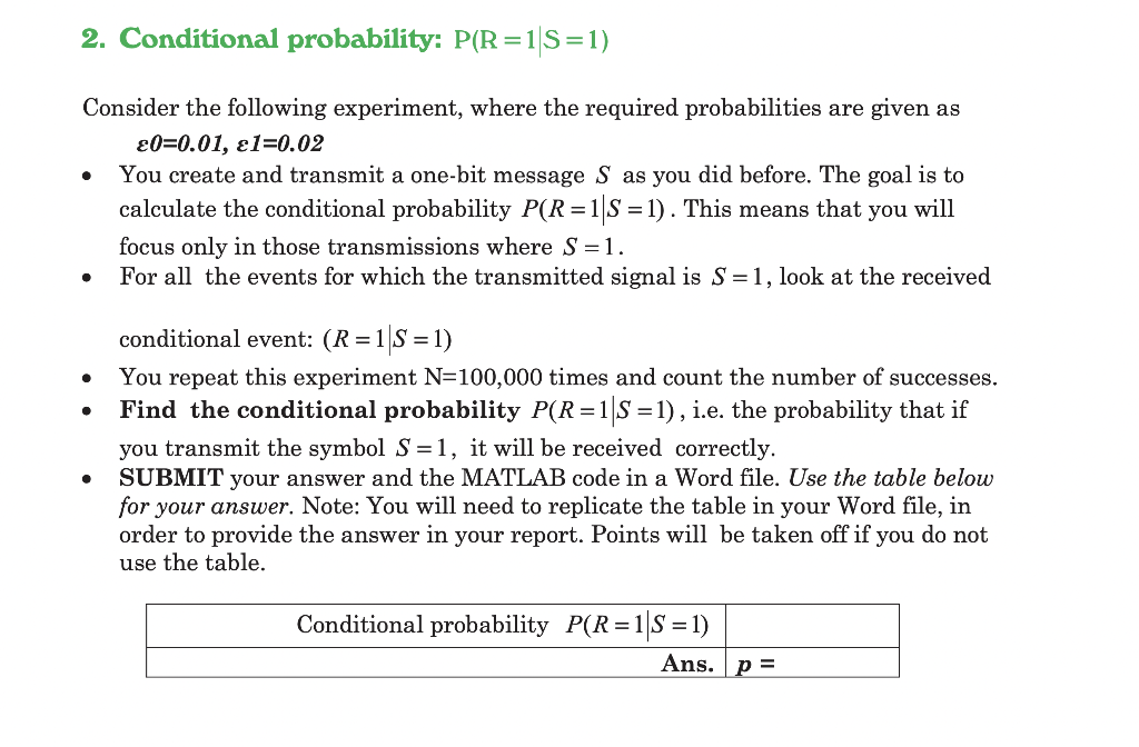 Solved 2. Conditional probability: P(R=1 S=1) . Consider the | Chegg.com