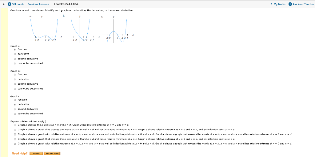 Solved 2. + 3/4 points Previous Answers CalcCon5 4.4.004. My | Chegg.com