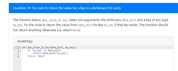 Solved The function below, get_value_if_key, takes two | Chegg.com