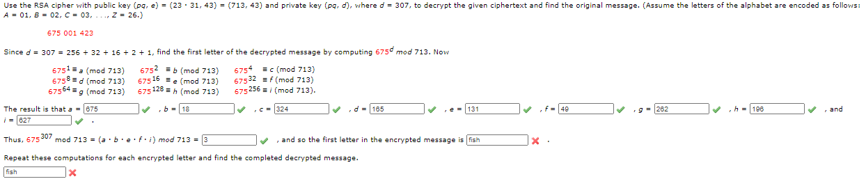 Solved Use The Rsa Cipher With Public Key P9 E 2331