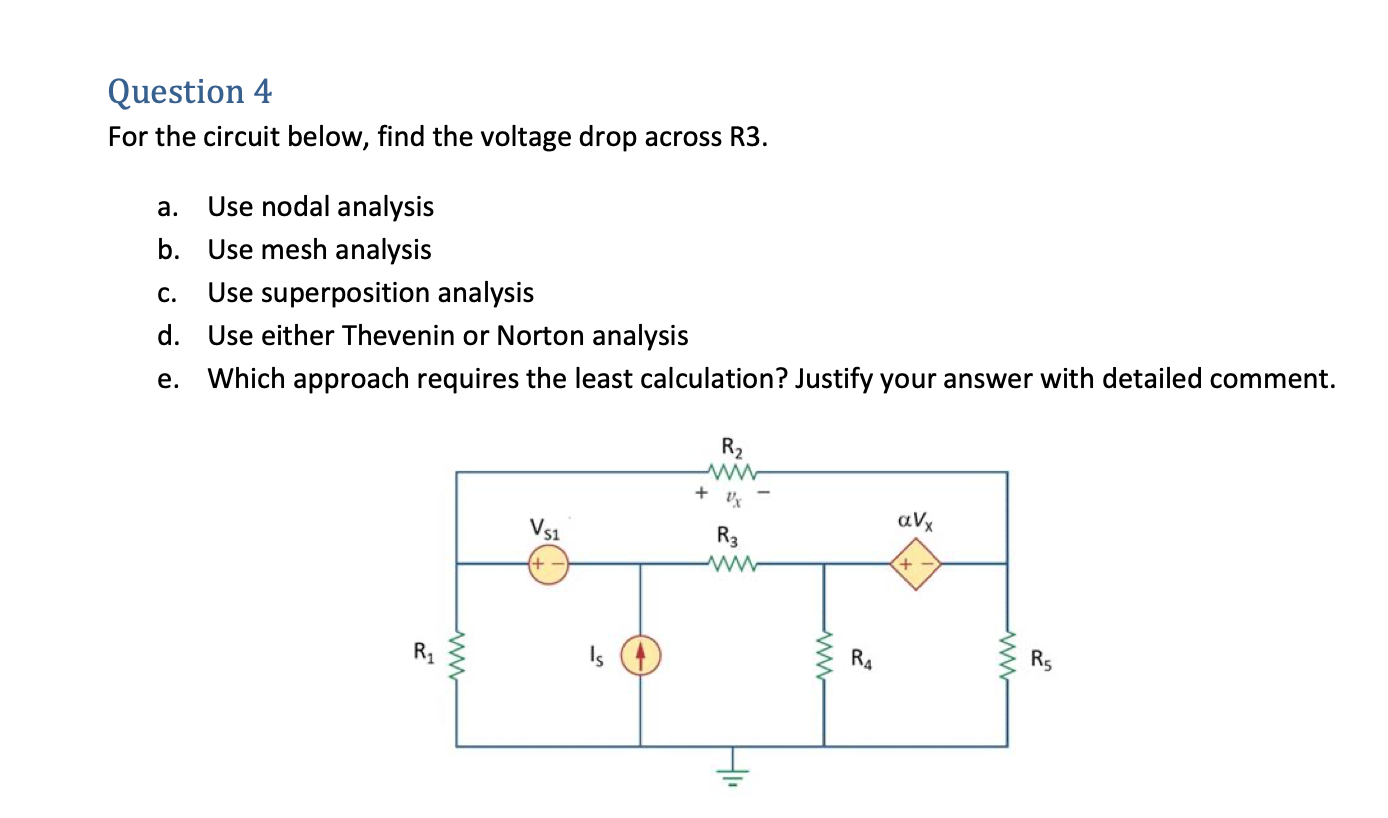 Solved For the circuit below, find the voltage drop across | Chegg.com