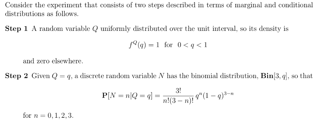Solved Consider the experiment that consists of two steps | Chegg.com