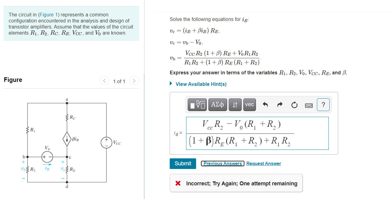 Solved Solve the following equations for is The circuit in | Chegg.com