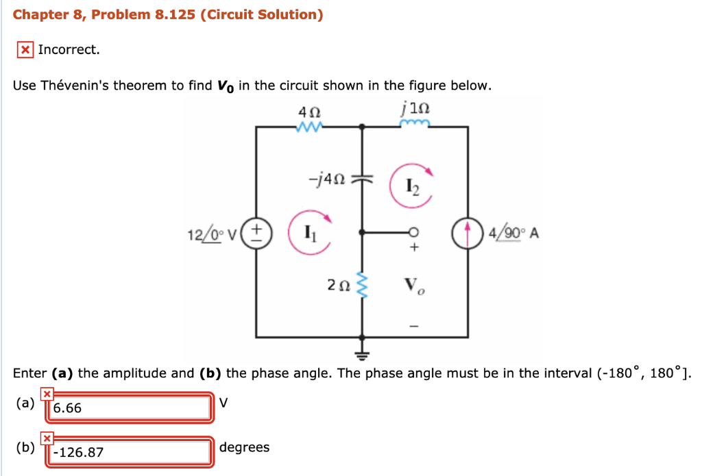 Solved Chapter 8, Problem 8.125 (Circuit Solution) Incorrect | Chegg.com