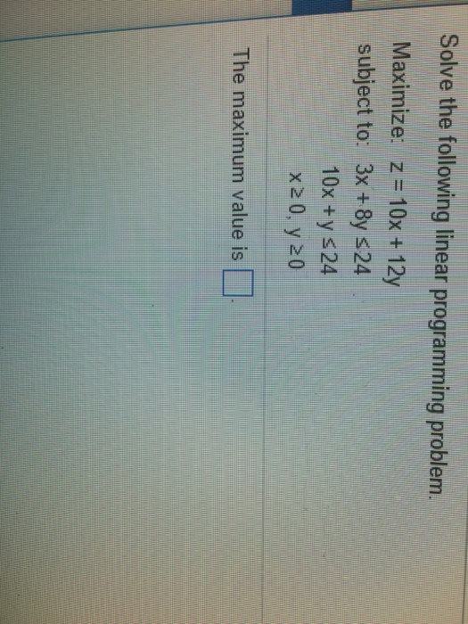 Solved Solve the following linear programming problem the | Chegg.com