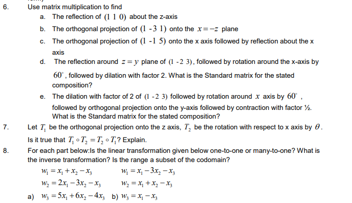 Solved 6. Use matrix multiplication to find a. The | Chegg.com