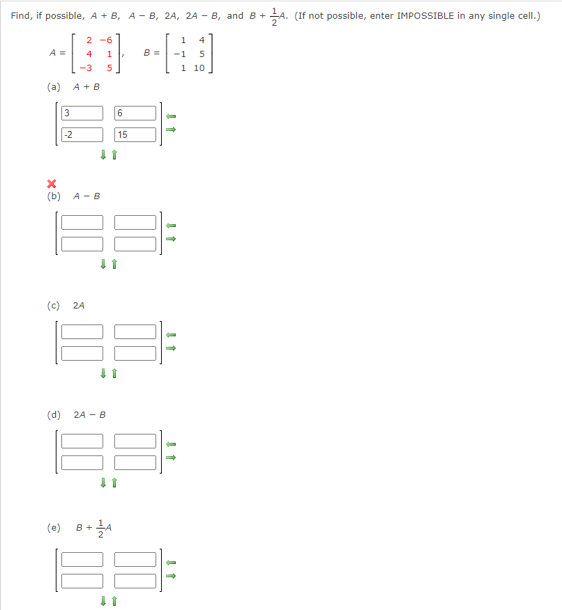 Solved possible, A+B,A−B,2A,2A−B, and B+21A | Chegg.com