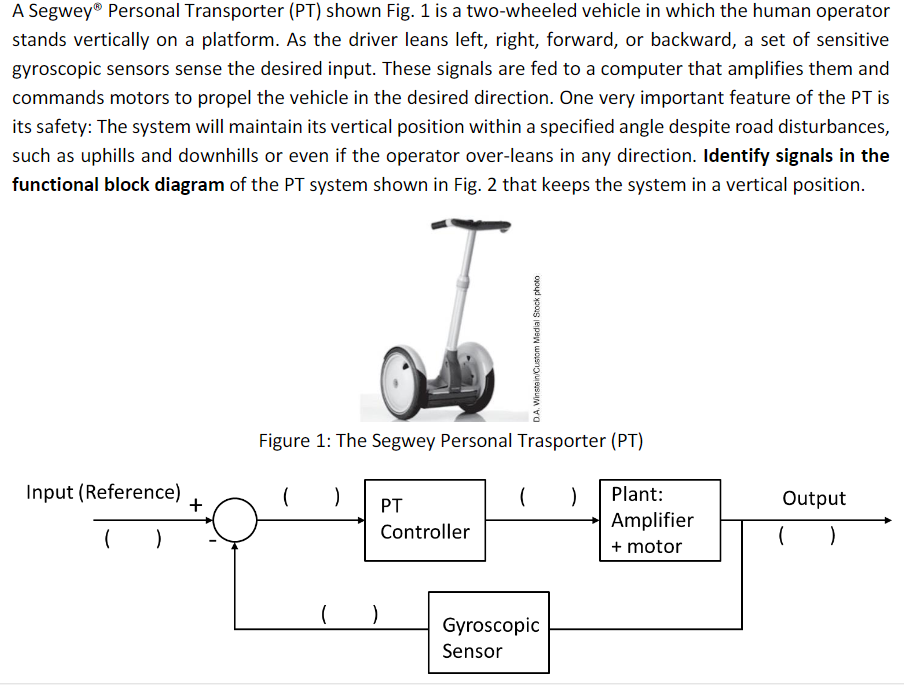 Solved A Segwey ⊛ Personal Transporter (PT) shown Fig. 1 is | Chegg.com