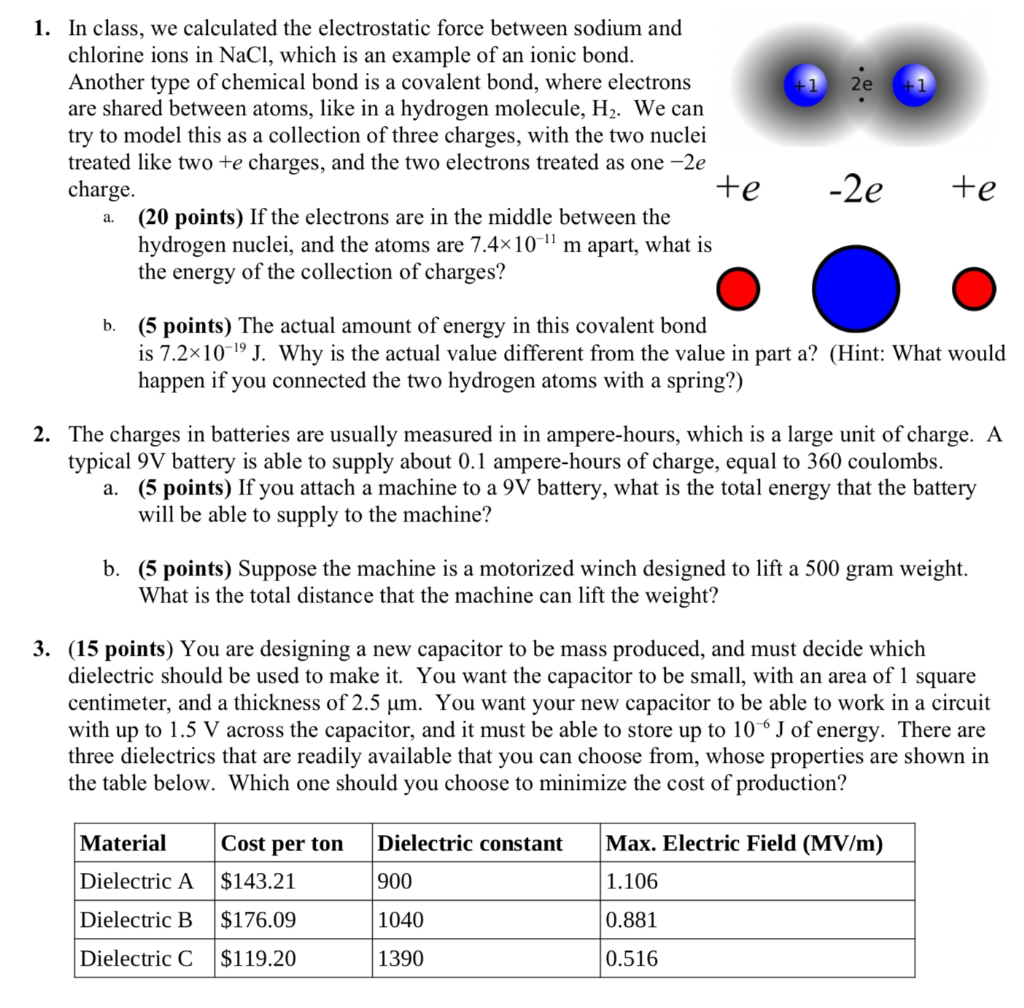 Solved 1. In class, we calculated the electrostatic force | Chegg.com