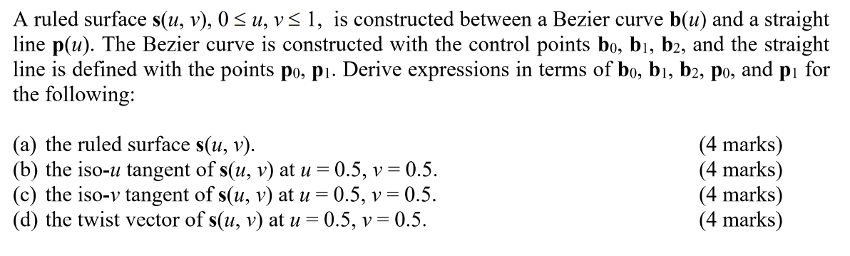A ruled surface s(u, v), 0