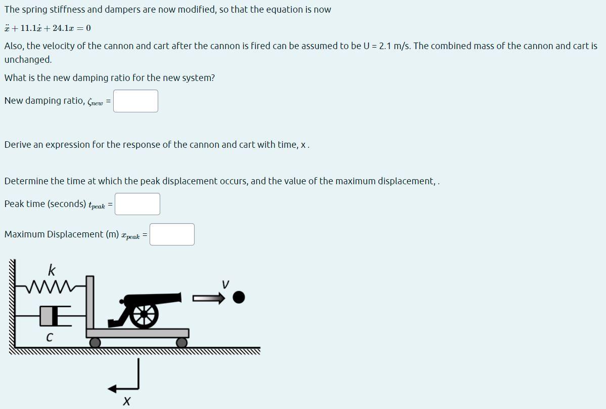 Solved The spring stiffness and dampers are now modified, so | Chegg.com