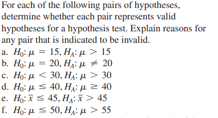 Solved For each of the following pairs of hypotheses, | Chegg.com
