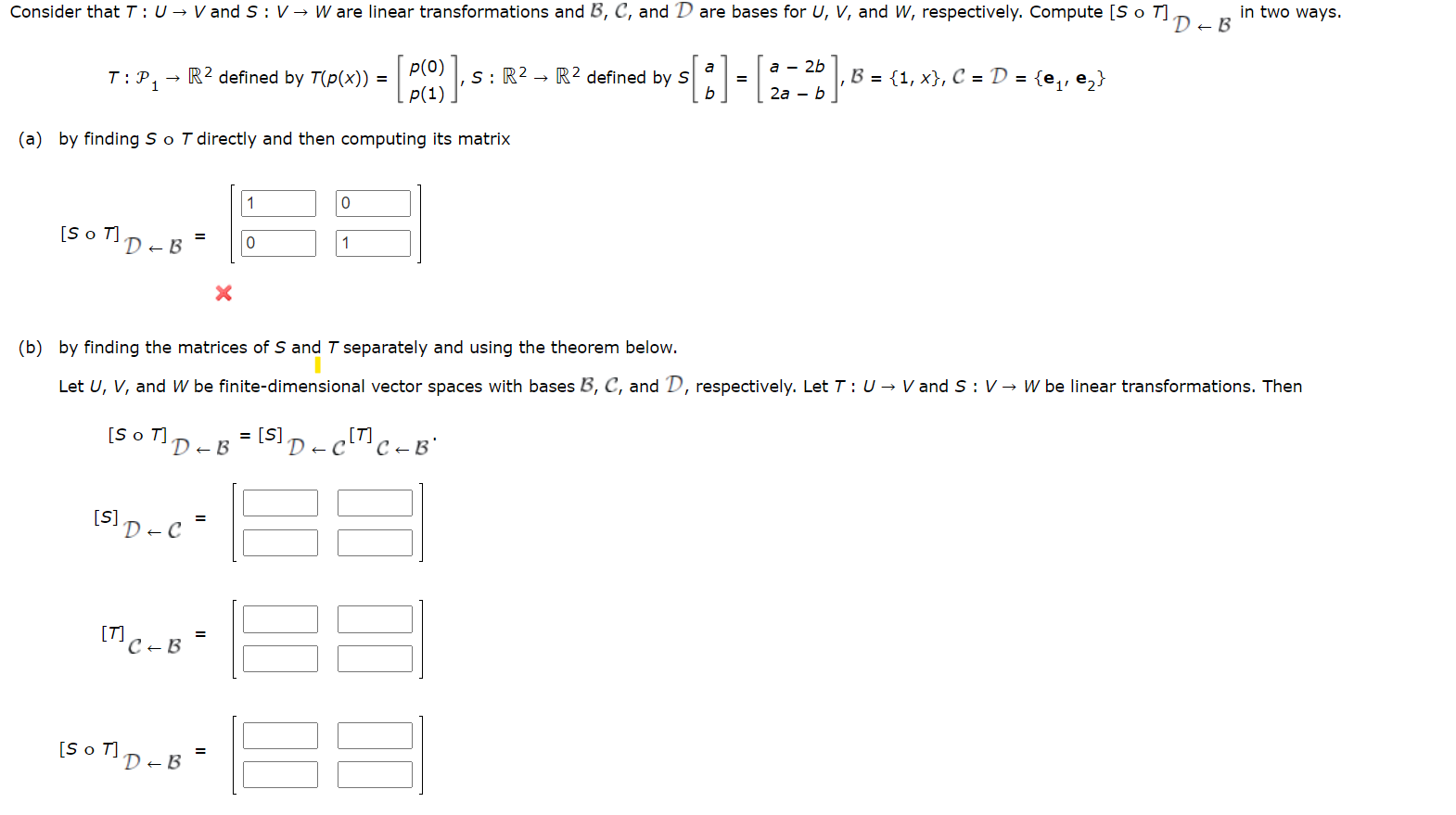 Solved Consider that T:U→V and S:V→W are linear | Chegg.com