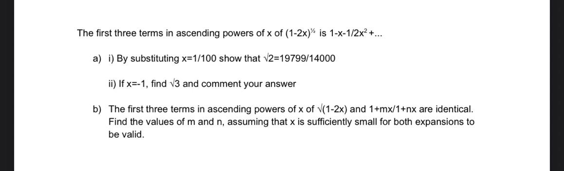 Solved The first three terms in ascending powers of x of | Chegg.com