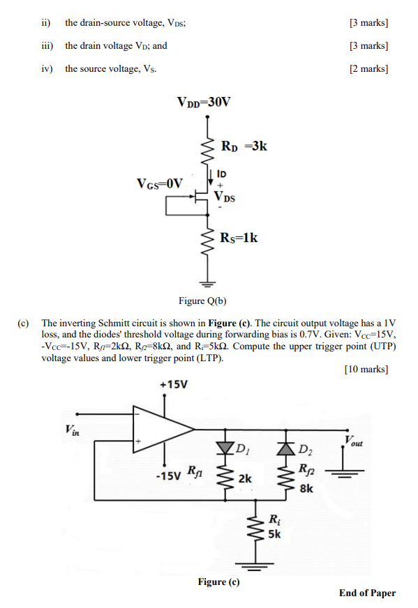 Solved (a) The self-bias Junction Field Effect Transistor | Chegg.com