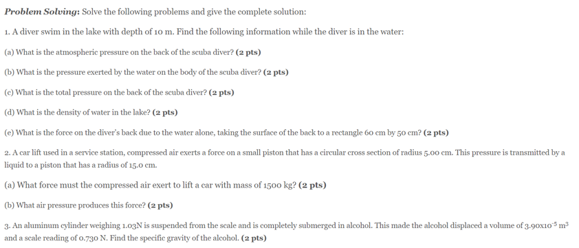 Solved Problem Solving: Solve the following problems and | Chegg.com