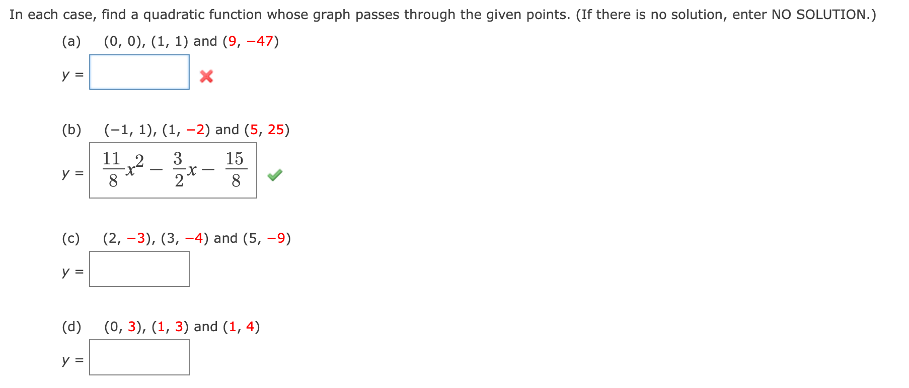 Solved In each case, find a quadratic function whose graph | Chegg.com