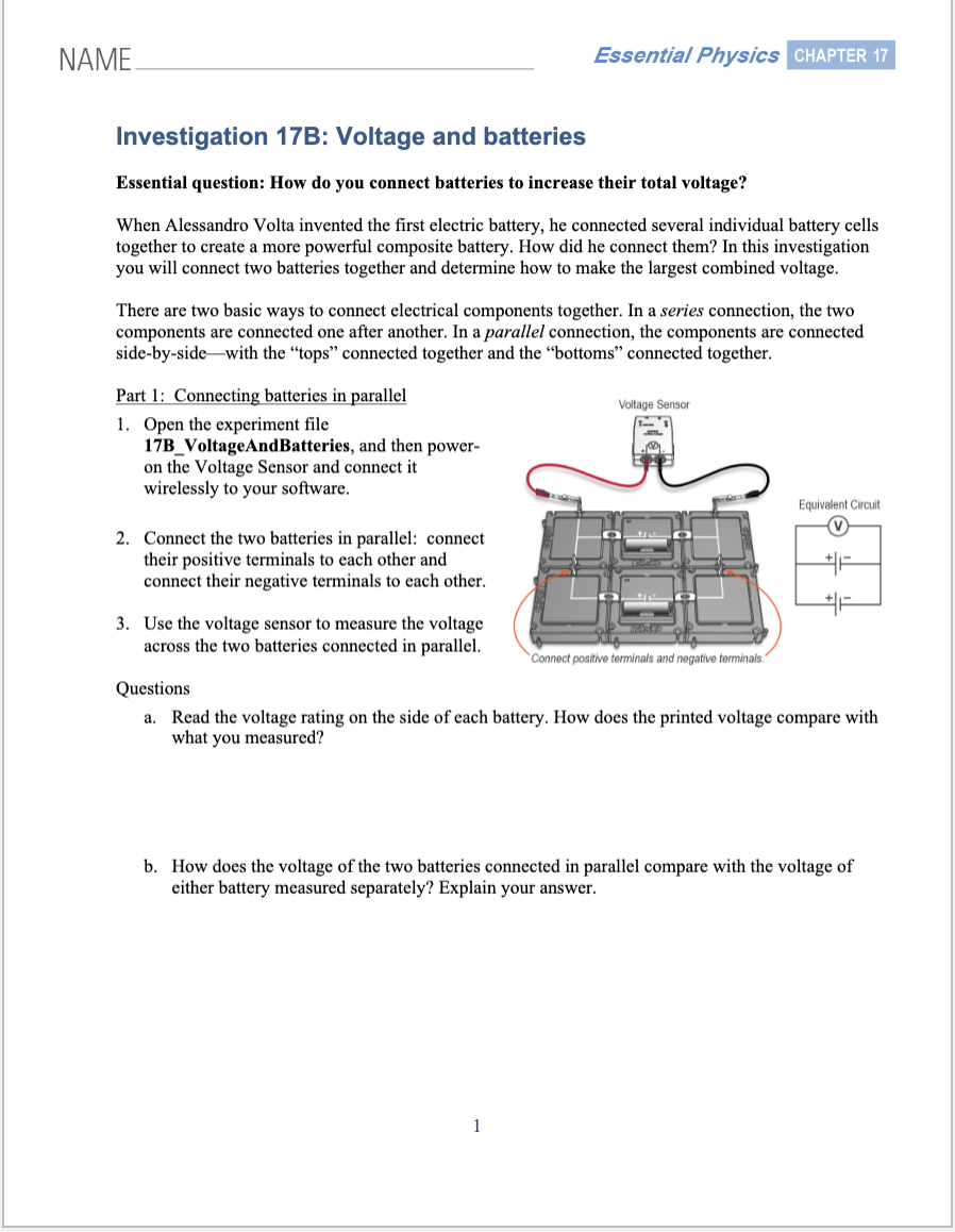 Solved: NAME Essential Physics CHAPTER 17 Investigation 17... | Chegg.com