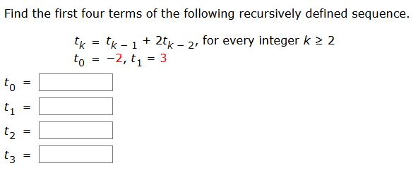 Solved + Find the first four terms of the following | Chegg.com