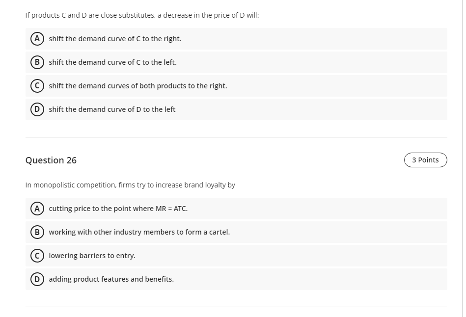 Solved If products C and D are close substitutes, a decrease | Chegg.com