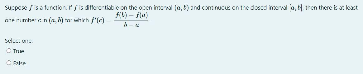 Solved Suppose f is a function. If f is differentiable on | Chegg.com