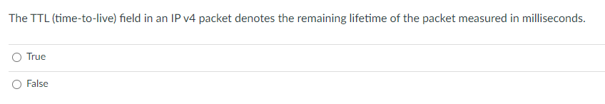 Solved The TTL (time-to-live) field in an IP v4 packet | Chegg.com