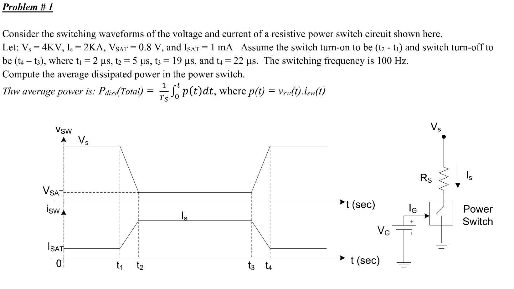Solved Consider the switching waveforms of the voltage and | Chegg.com