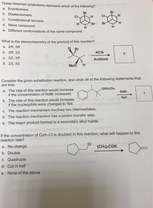 Solved These Newman projections represent which of the | Chegg.com
