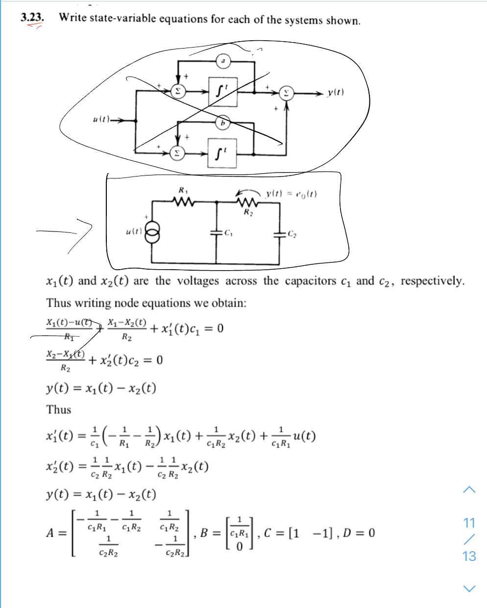 Solved 23. Write state-variable equations for each of the | Chegg.com