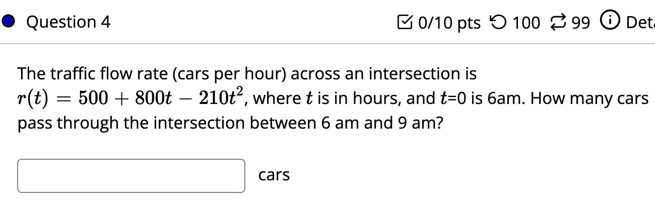 Solved The traffic flow rate (cars per hour) across an | Chegg.com