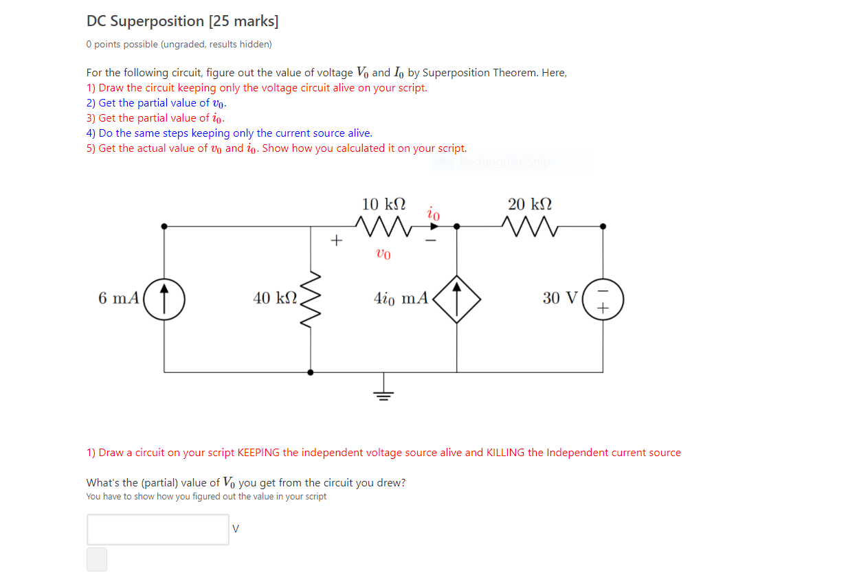 Solved DC Superposition [25 marks] 0 points possible | Chegg.com