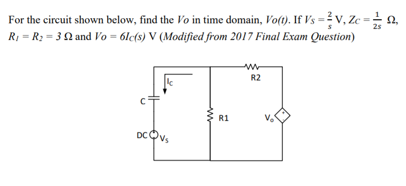Solved Find output voltage across the capacitor Vo(t) = | Chegg.com