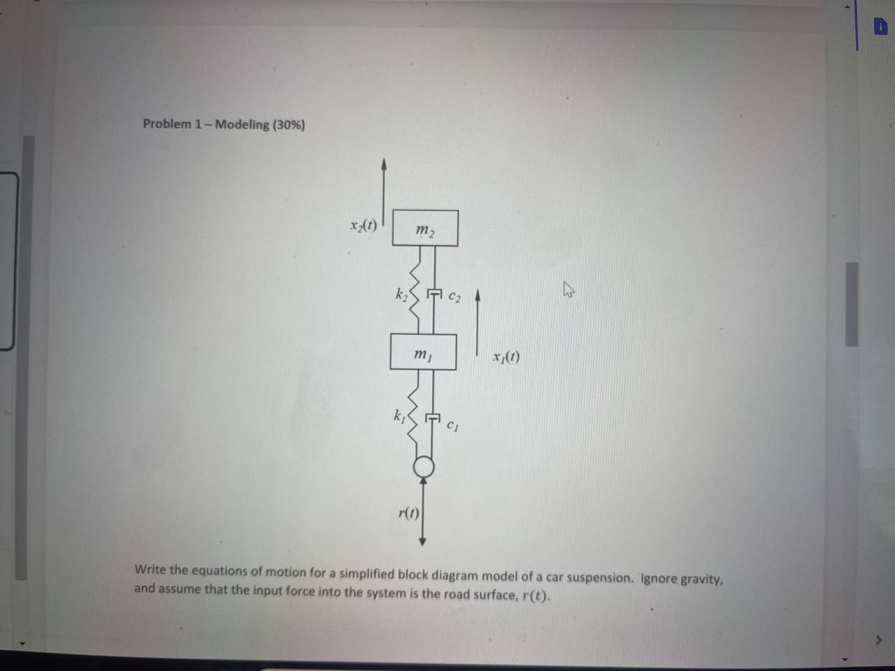 Solved Problem 1-Modeling (30\%) Write the equations of | Chegg.com
