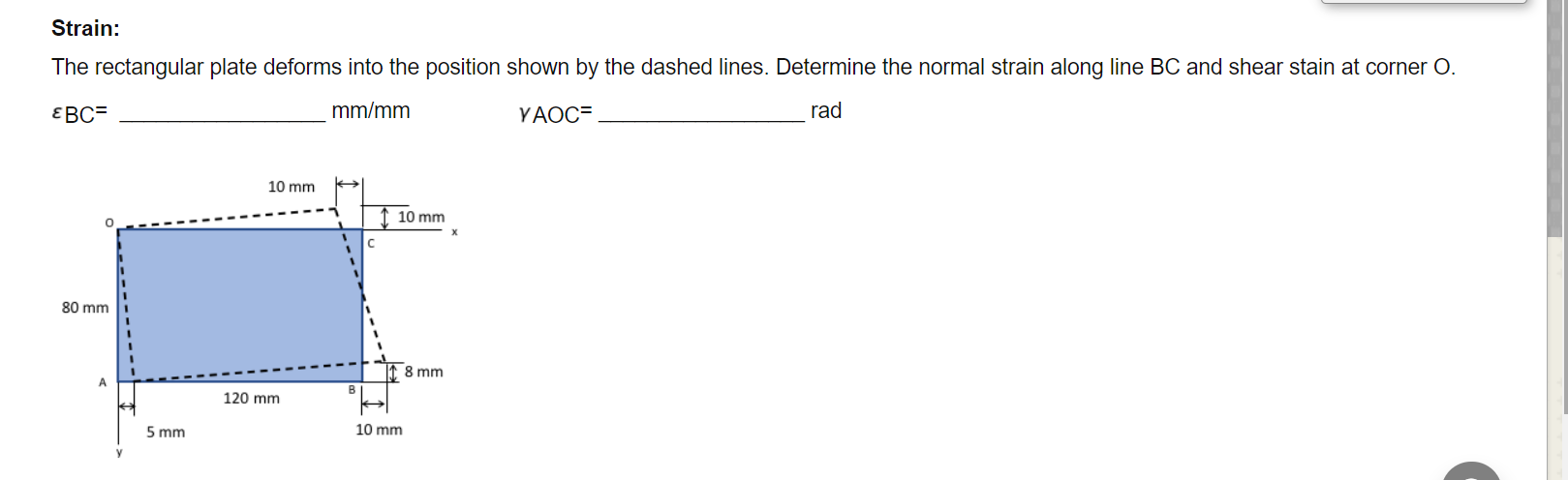 Solved Strain: The rectangular plate deforms into the | Chegg.com