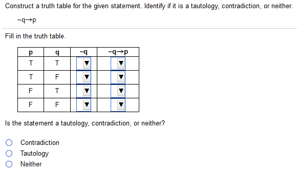 Solved Construct a truth table for the given statement. | Chegg.com