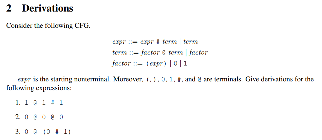 Solved 2 Derivations Consider the following CFG. expr ::= | Chegg.com