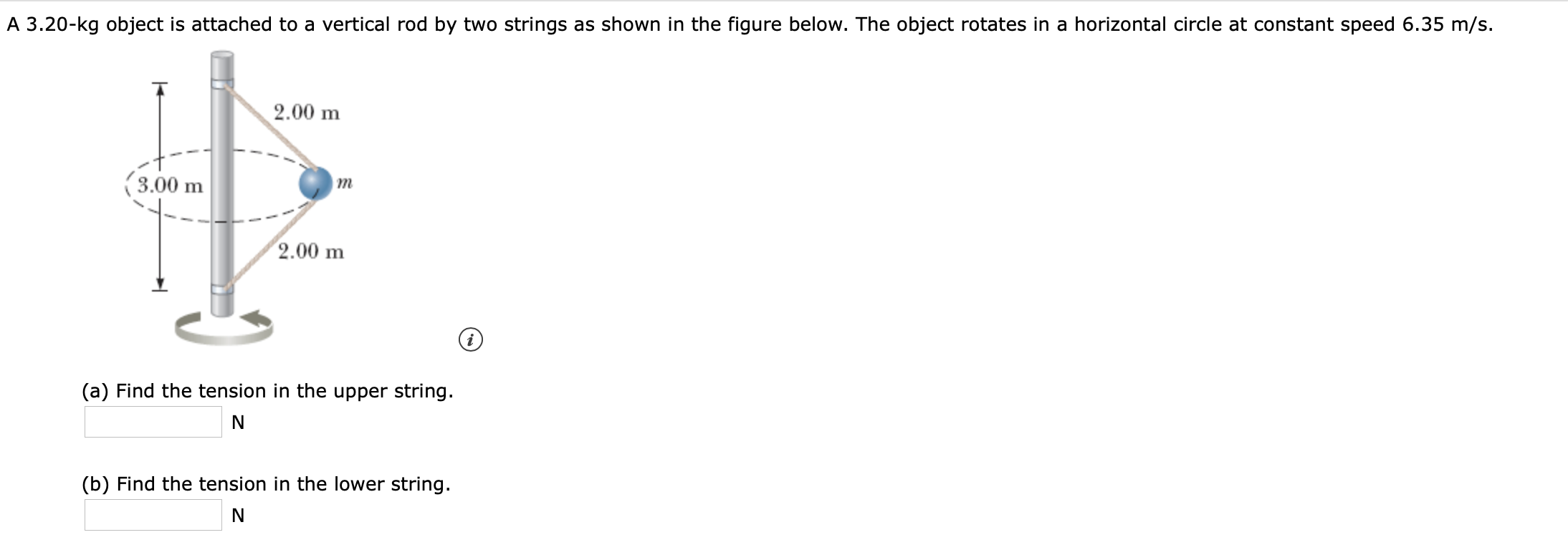 Solved A 3.20-kg object is attached to a vertical rod by two | Chegg.com