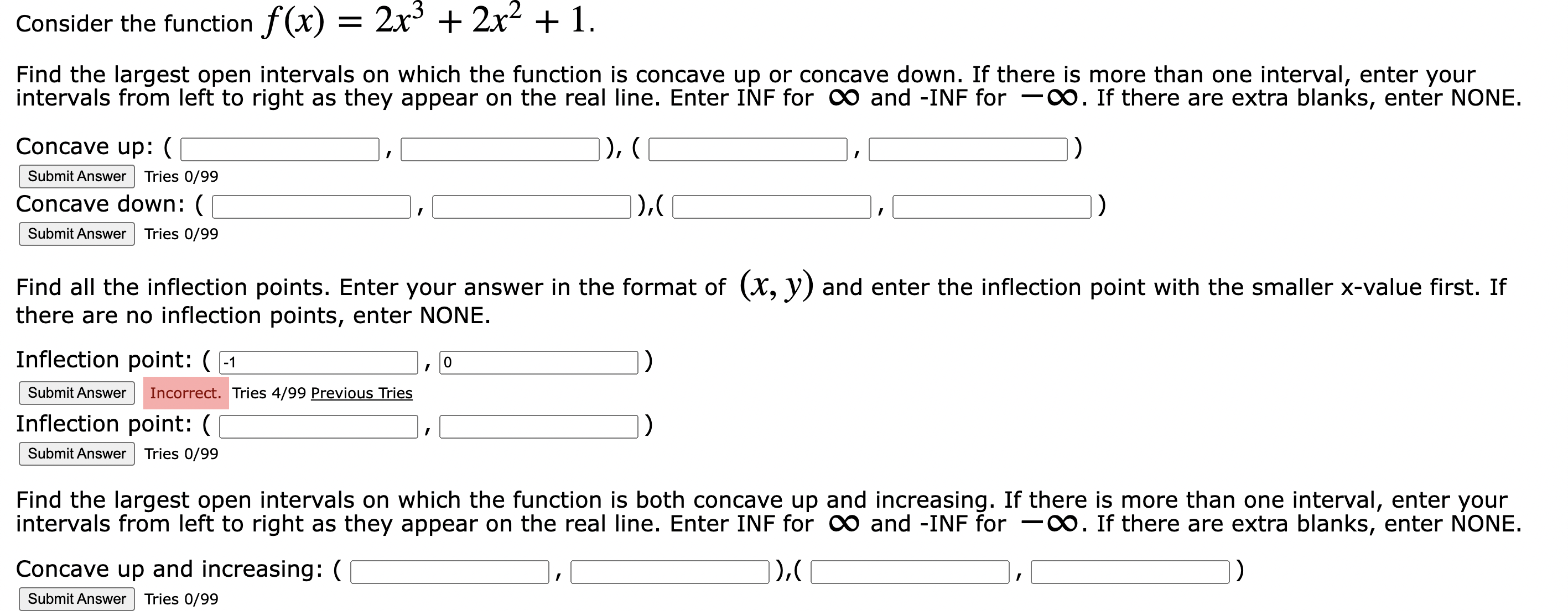 Solved Consider The Function F X 2x3 2x2 1 Find The