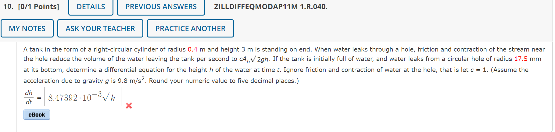 Solved acceleration due to gravity g is 9.8 m/s2. Round your | Chegg.com