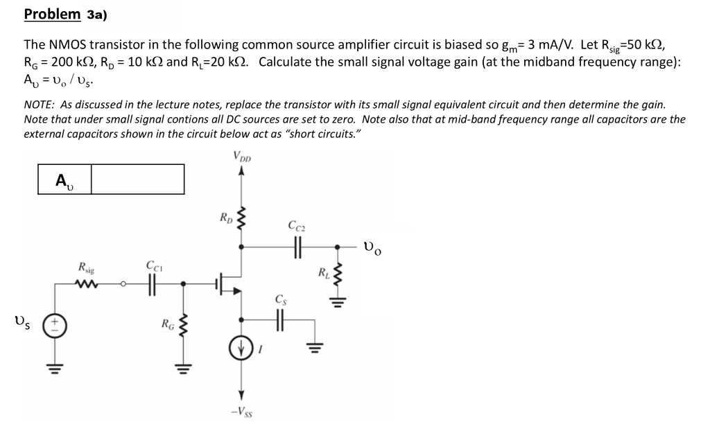 Solved Problem 3a) The NMOS transistor in the following | Chegg.com