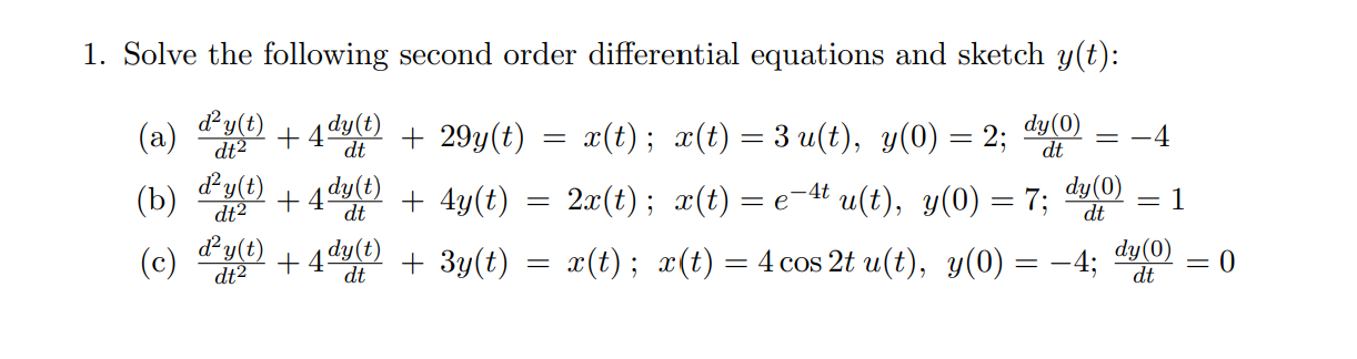Solved 1. Solve the following second order differential | Chegg.com
