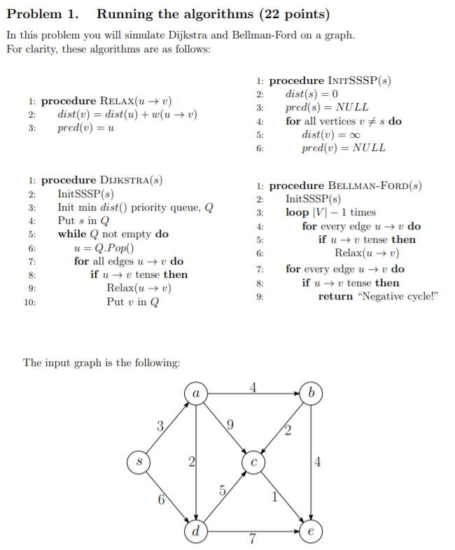 (b) (7 points) Bellman-Ford does not specify which | Chegg.com
