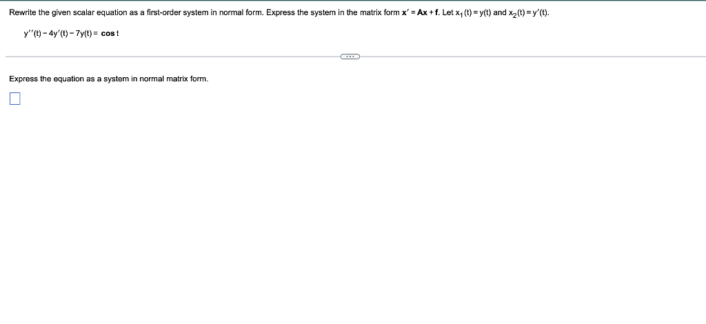 Solved Rewrite the given scalar equation as a first-order | Chegg.com