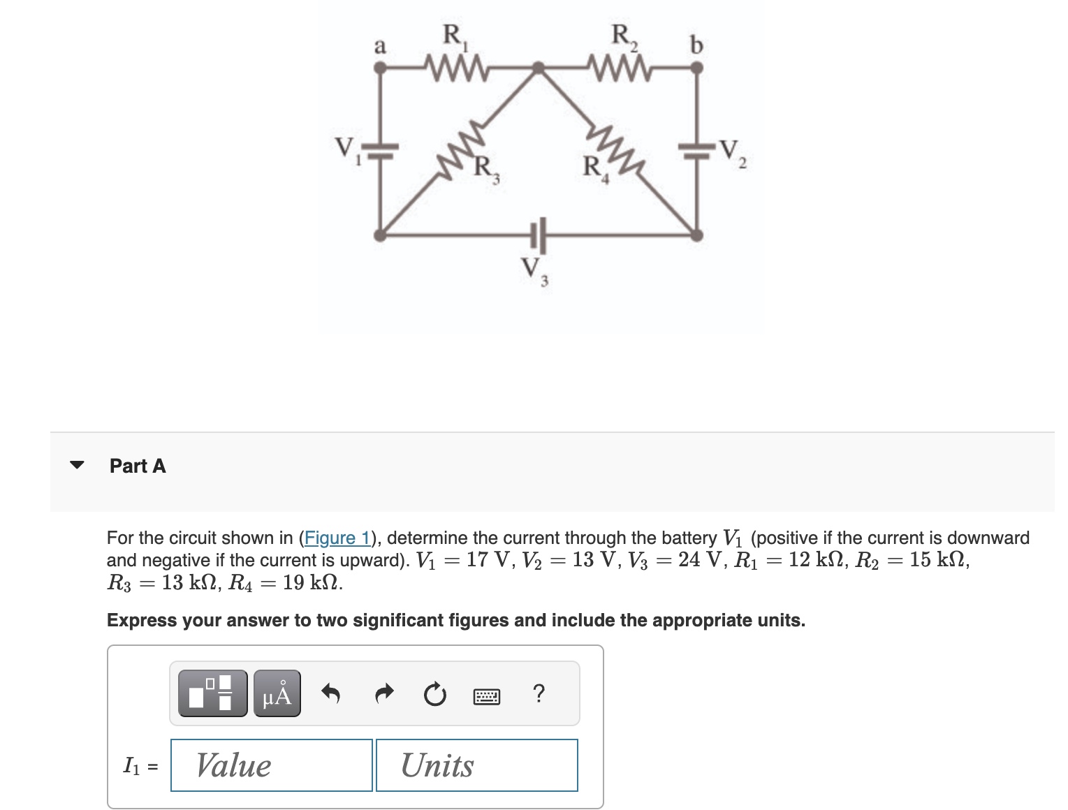 Solved For the circuit shown in , determine the current | Chegg.com